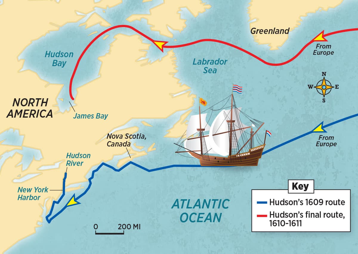 Mapa De Rotas De Henry Hudson